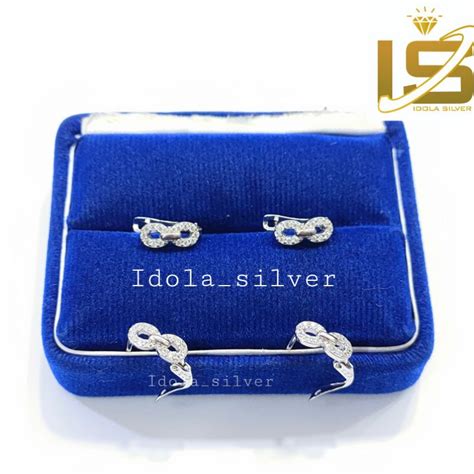 Jual Anting Perak Asli Wanita Silver 925 Lapis Emas Putih Asli Anting Jepit Permata Anting
