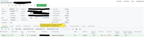 Show Error Message When Purchase Order Is Remove From Hold And If