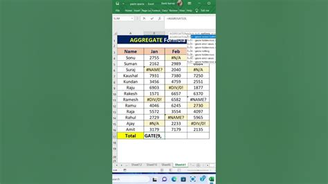 Aggregate Formula In Excel Excel Shorts Shortsfeed Computer Youtube