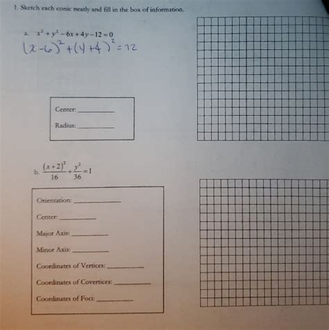 [solved] please help answer a and b 1 sketch each conic nearly and