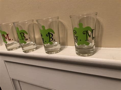 Monogram Decals Shot Glasses Curly Monogram Turtle Shot Etsy