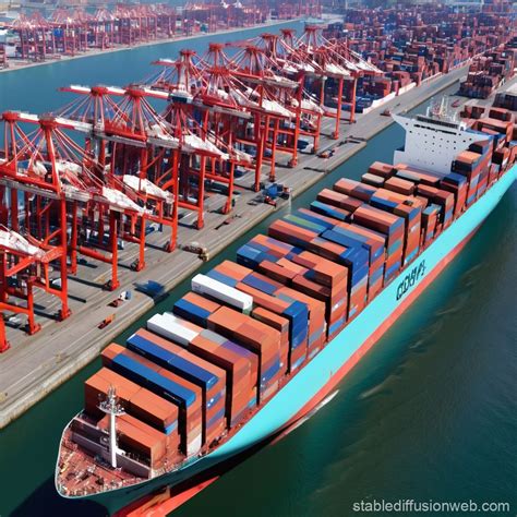 Container Ship In Port Stable Diffusion Online