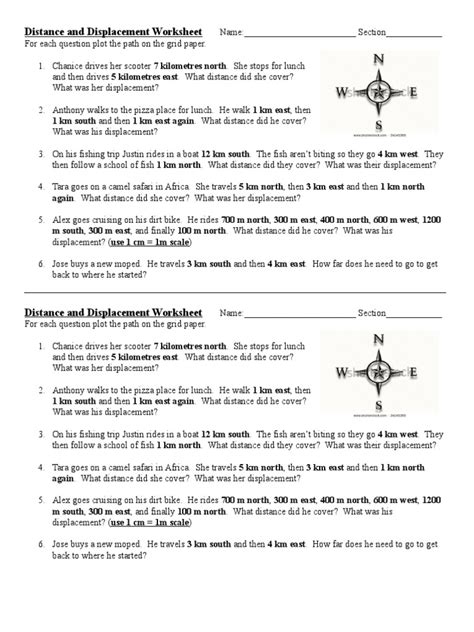 Distance And Displacement Worksheet