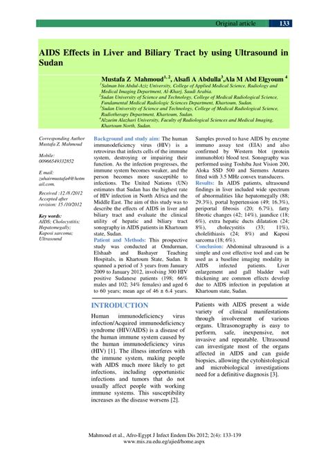 Pdf Aids Effects In Liver And Biliary Tract By Using Ultrasound In Sudan