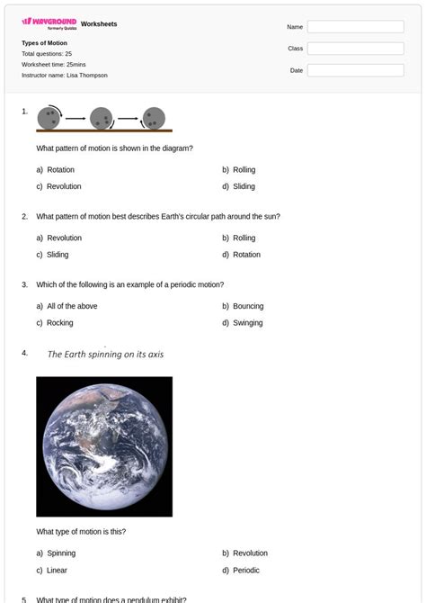 50 Linear Motion Worksheets For Class 6 On Wayground Free And Printable