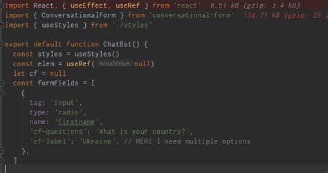 Javascript Conversational Form With React How To Make Multiple Choice Stack Overflow
