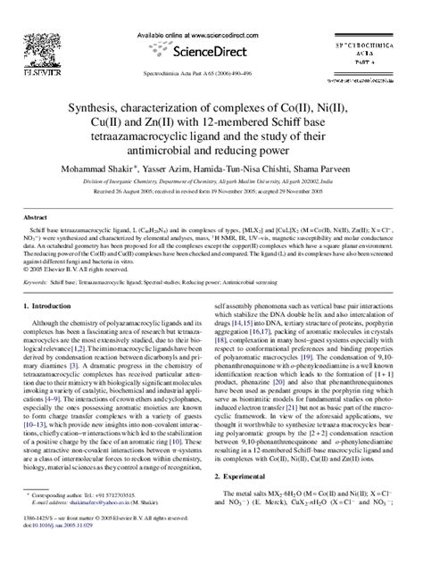 Pdf Synthesis Characterization Of Complexes Of Coii Niii Cuii And Znii With 12