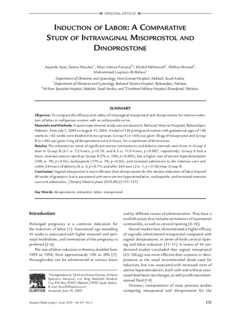 Pdf Misoprostol Vs Dinoprostone For Labor Induction