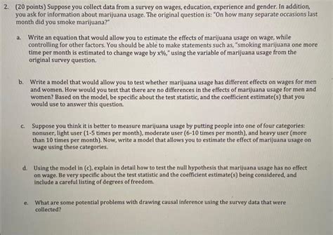 Solved 20 Points Suppose You Collect Data From A Survey On Chegg Com