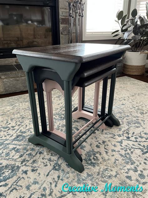 Solid Oak Nesting Tables Makeover