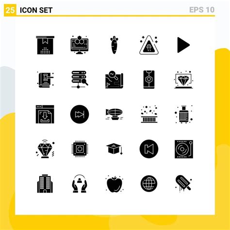 25 Universal Solid Glyph Signs Symbols Of Twitter Play Carrot Accidents Signaling Editable