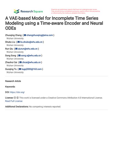 pdf a vae based model for incomplete time series modeling using a