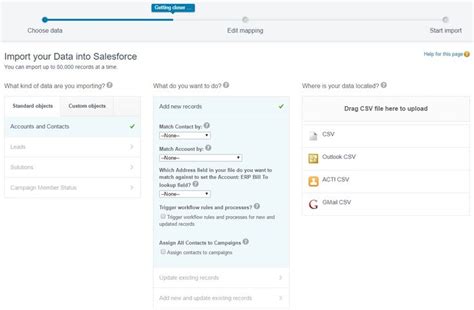import data using data import wizard in salesforce