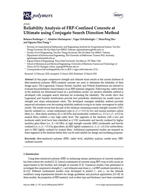 Reliabilityanalysisoffrp Confinedconcreteatu Pdf Reliability
