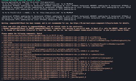Console Log With Css Warnings Componentdidmount · Issue 114 · Expoexpo Pixi · Github