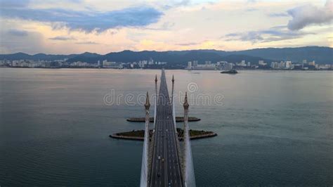 Aerial Fly Back And Look The Penang Bridge Stock Footage Video Of Aerial Coast 254452966
