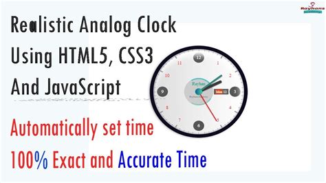 Realistic Analog Clock Using Html5 Css3 And Javascript Analog Clock