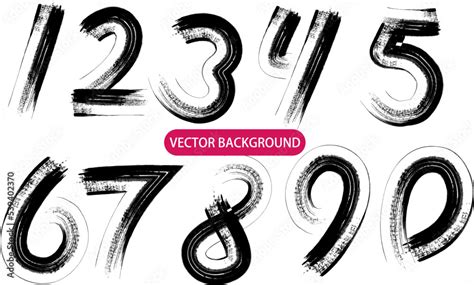 Vector Numbers Written With A Brush Hand Drawn Letters Watercolor Vector Numbers Written With A Brush Hand Drawn Letters Watercolor