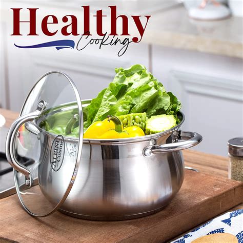 Alpine Cuisine Cookware Set 12 Pc Belly Shape Stainless Steel Cookwa