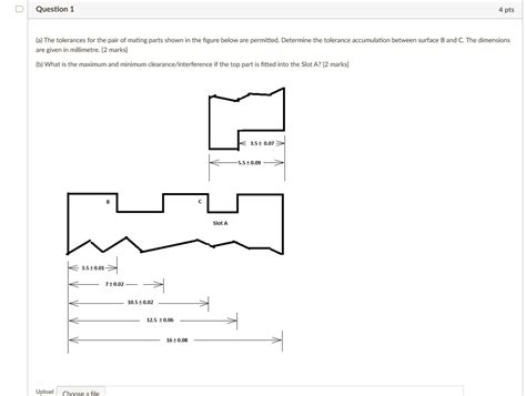 solved a the tolerances for the pair of mating parts shown in the