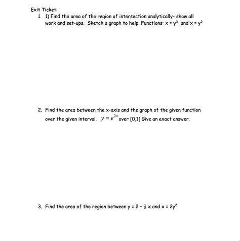 Solved Exit Ticket 1 1 Find The Area Of The Region Of