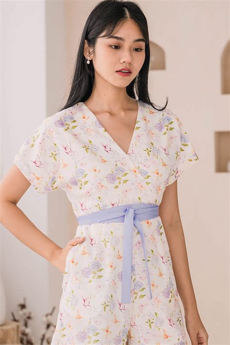 Hana Cuffed Sleeve Colourblock Romper Whimsical Garden Dear Lyla