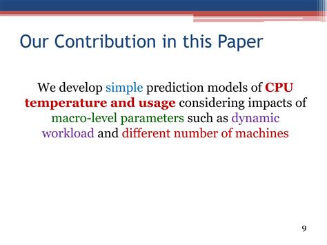 workload based prediction of cpu temperature and usage for small scale