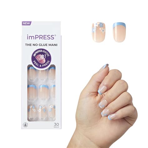 Kiss Impress No Glue Mani Press On Nails French Snooze