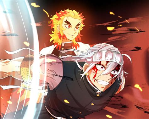 Download Dynamic Duo Rengoku And Tengen In Action Wallpaper