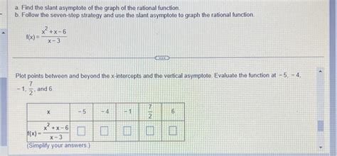 solved a find the slant asymptote of the graph of the