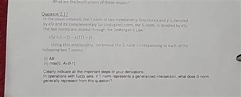 Solved Question 217in The Usual Notation The T Norm Of Two