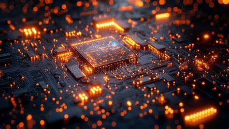 Quantum Computing Advancements Illustrated with a High-tech Circuit Board and Glowing Qubit ...