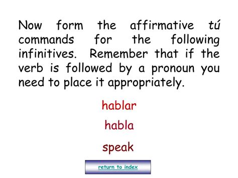 Ppt Regular Affirmative Tú Commands Powerpoint Presentation Free Download Id 3212842