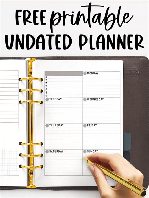 Free Undated Printable Planner Monthly Weekly And Daily