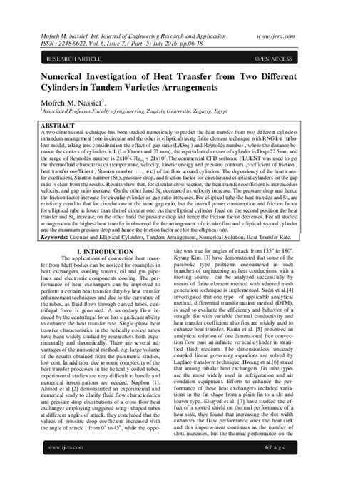 Pdf Numerical Investigation Of Heat Transfer From Two Different