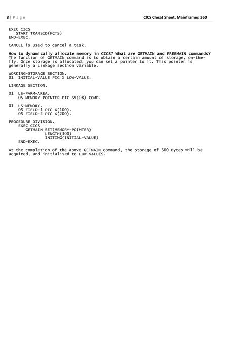 Cics Cheat Sheet Pdf Operating Systems Computer Software And