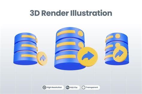premium psd 3d render database server icon with next icon isolated