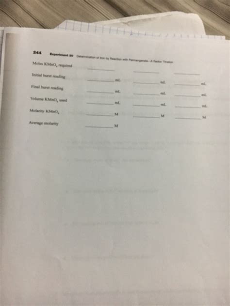 solved section experiment 30 data and calculations