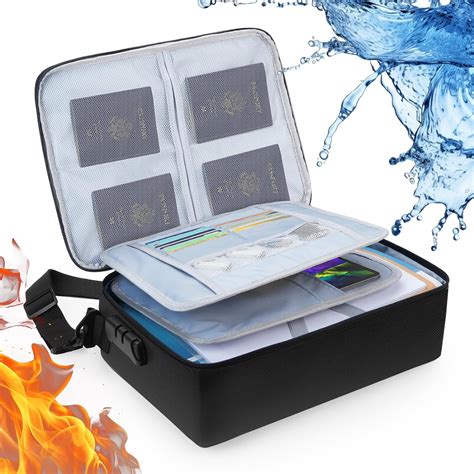 Fireproof Document Box With Combination Lock 14 5x10 6x4 Fire Proof Documents Storage Box