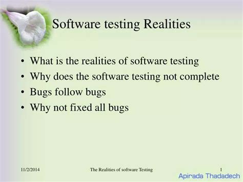 Ppt Software Testing Realities Powerpoint Presentation Free Download