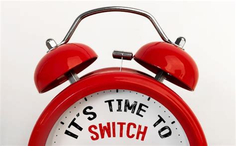 Premium Photo Red Alarm Clock With Text Time To Switch