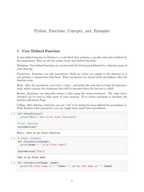 Python Functions Concepts And Examples Pdf Parameter Computer