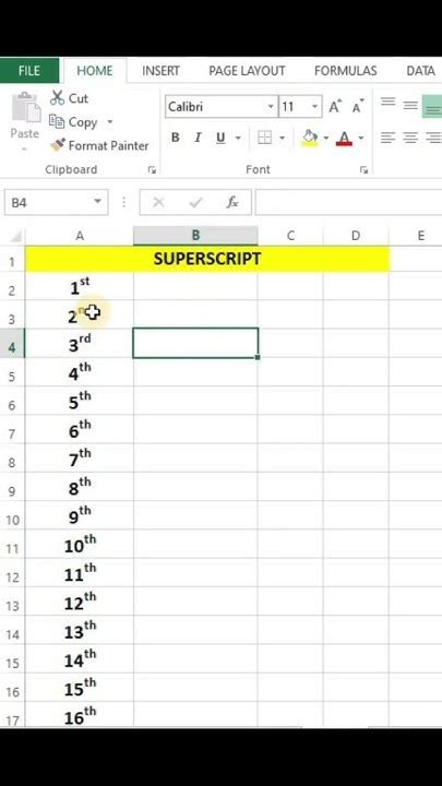super script in excel youtube