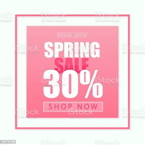 봄 판매 배너 템플릿입니다 벡터 일러스트 레이 션 핑크 색상할인 카드 계절에 대한 스톡 벡터 아트 및 기타 이미지 계절