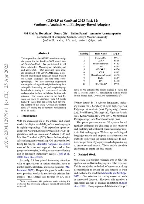 Pdf Gmnlp At Semeval 2023 Task 12 Sentiment Analysis With Phylogeny Based Adapters
