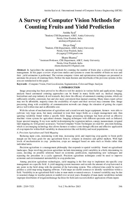 Pdf A Survey Of Computer Vision Methods For Counting Fruits And Yield