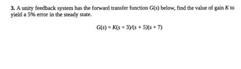 Solved A Unity Feedback System Has The Forward Transfer