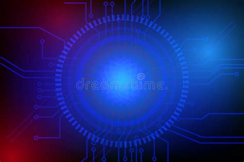 Vector Cyber Technology Network Circle Background Blue And Red Tech Background Stock Image