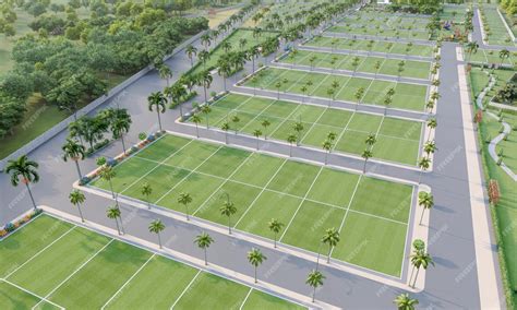 Renderização 3d De Uma Rua Com Terreno De Habitação Foto Premium
