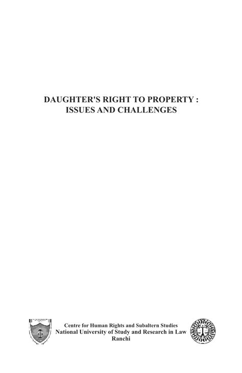 Pdf Inheritance Rights Of Daughter